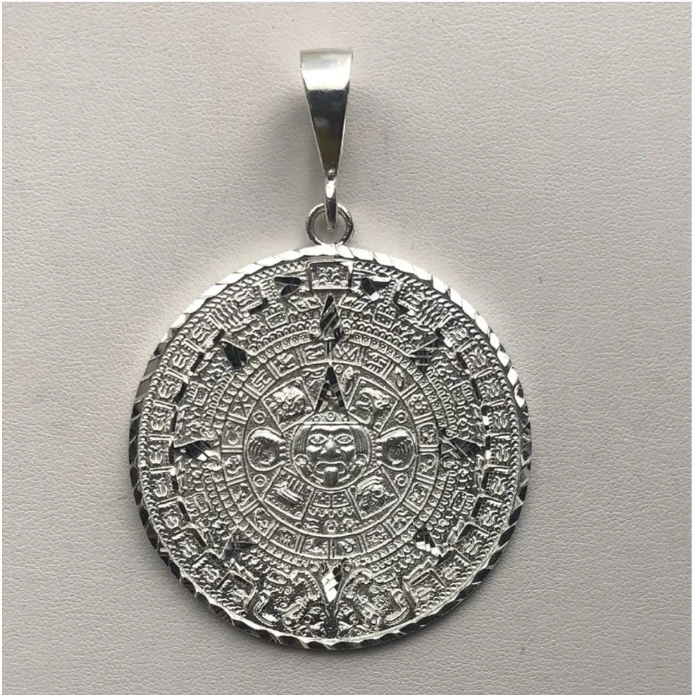 Accessories | New Large Solid Silver Aztec Sun Calendar Pendant | Poshmark